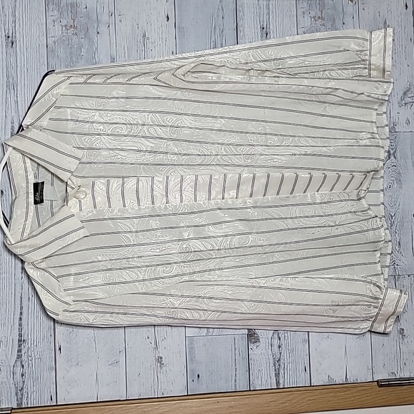 Pyke Ltd | Tops | Vintage 9s Classy Paisley Stripes Button Up Long ...